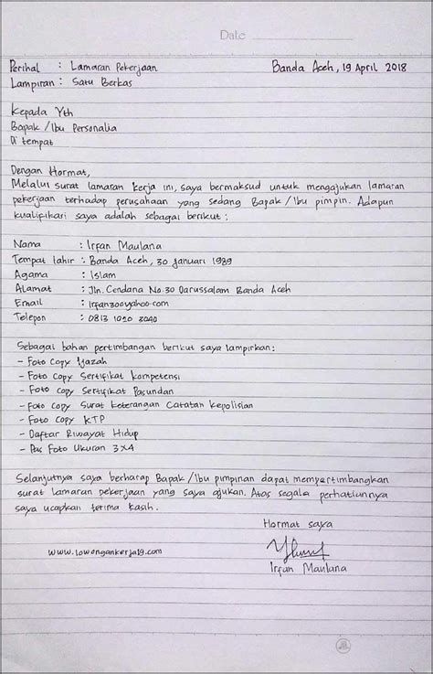 Contoh Cv Tulis Tangan Yang Baik Dan Benar Blog Bikincv Hot Sex Picture
