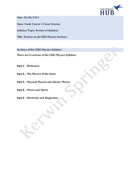 Crash Course 12 Hour Session Part 1 2 And 5 Pdf Atoms Force
