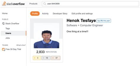 Henok Tesfaye On Linkedin Dvrjuem Stackoverflow Top 3 This Year