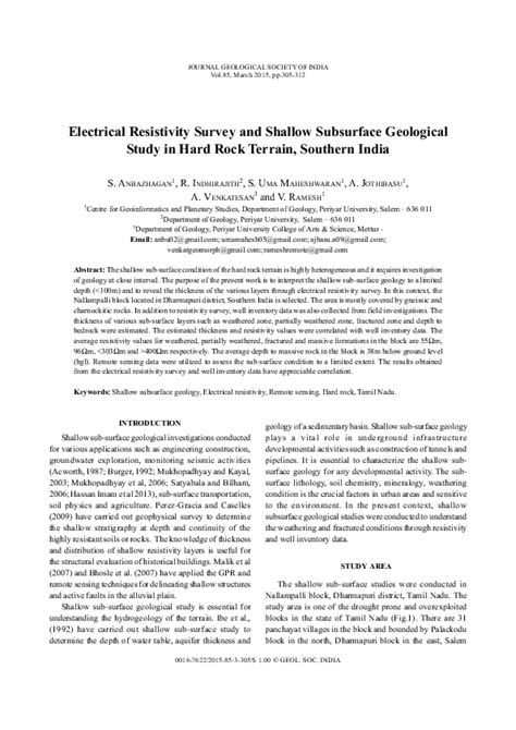 Pdf Electrical Resistivity Survey And Shallow Subsurface Geological