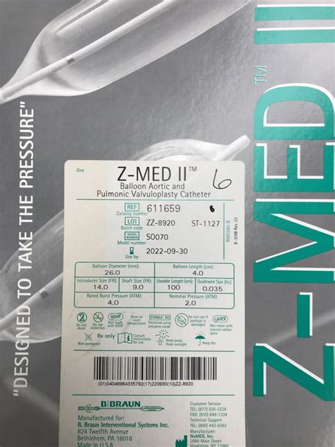 New Braun 611659 Z Med Ii Ballon Aortic And Pulmonic Valvuloplasty