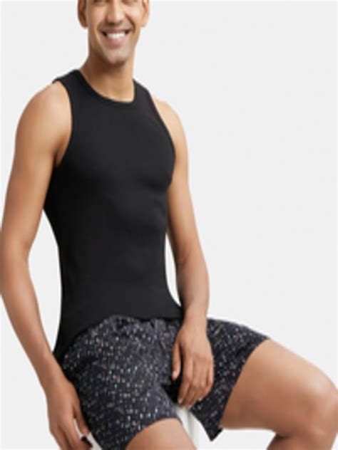 Buy Jockey Men Black Combed Cotton Solid Innerwear Vest Innerwear