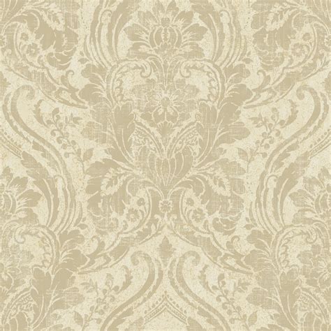 Grandeco Textured Damask Cream And Gold Wallpaper