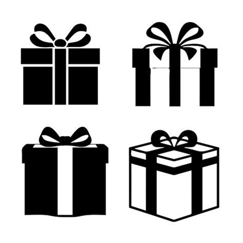 Cajas De Regalo Set Ilustración Silueta Icono De Vector De Caja De