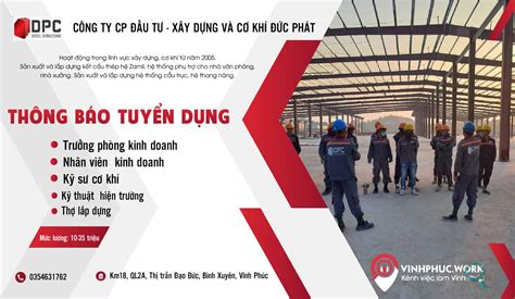 Công Ty Cp Đầu Tư Xây Dựng Và Cơ Khí Đức Phát Thông Báo Tuyển Dụng