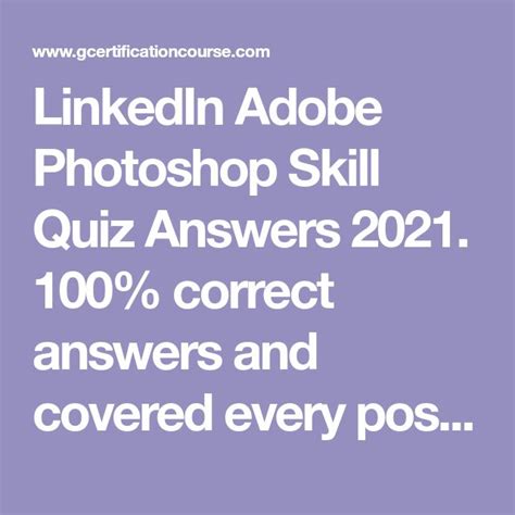 Linkedin Adobe Photoshop Skill Quiz Answers 2021 100 Correct Answers And Covered Every