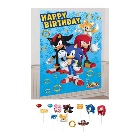 Sonic The Hedgehog Scene Setter And Assorted Props 16 Pack Amscan