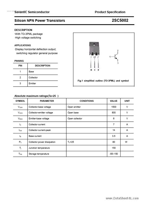 C5002 Datasheet, 2SC5002, SavantIC
