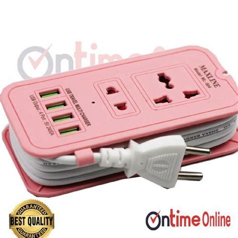 Maxline 4 USB Port 2 Power Socket Travel Multi Charger With Multi