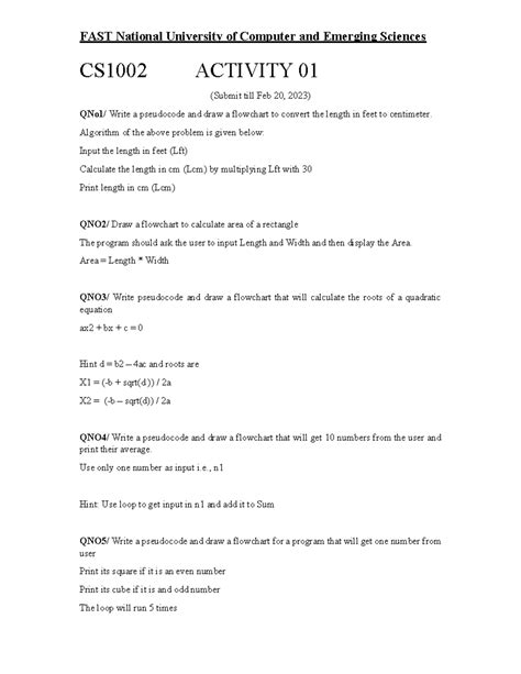 activity no 1 programming fast national university of computer and