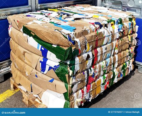 Colorful Pressed Recycled Card Board Packaging Paper Bale Closeup View