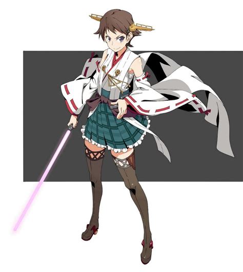 Safebooru Akitetsu Bare Shoulders Brown Hair Detached Sleeves Energy