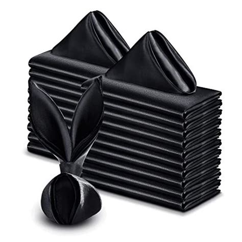 Vacvelt 50 Pack Black Satin Napkins 17x17 Inch Wedding Napkins Bulk