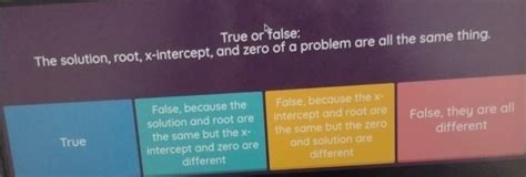 Solved True Or False The Solution Root X Intercept And Zero Of A