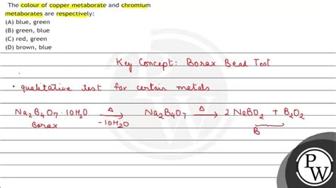 The Colour Of Copper Metaborate And Chromium Metaborates Are