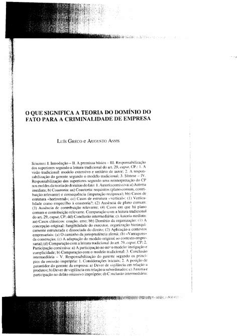 O Que Significa A Teoria Do Domínio Do Fato Para A Criminalidade De
