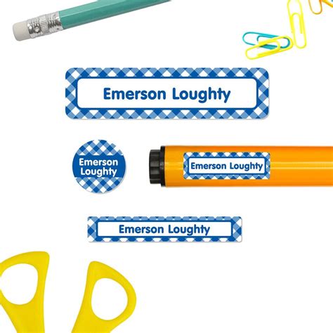 School Essentials Label Pack Gingham 20 Colors Etsy