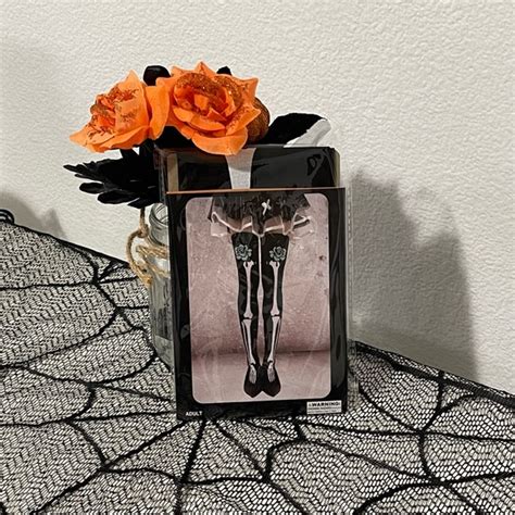 Accessories Nu Halloween Costume Knee High Black And White Bones And