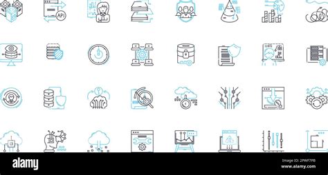 information system linear icons set database software nerk