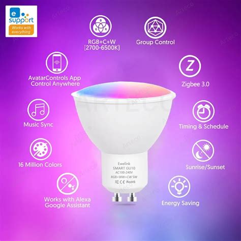 Gu10 Zigbee Bulb Rgb 5w 100 240v Alexa
