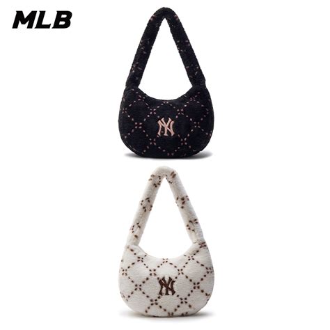 Mlb 絨毛腋下包 手提包 肩背包 Monogram系列 紐約洋基隊 3abqm0836 兩款任選 蝦皮購物
