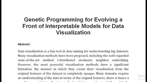 Genetic Programming For Evolving A Front Of Interpretable Models For Data Visualization Youtube