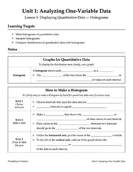 Displaying Quantitative Data Histograms ProbStat Lesson