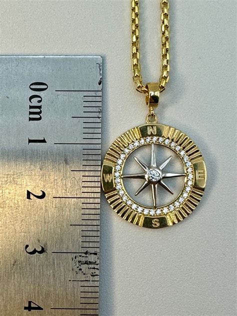 14k Solid Gold Compass Necklace Compass Jewelry Solid Gold Necklace