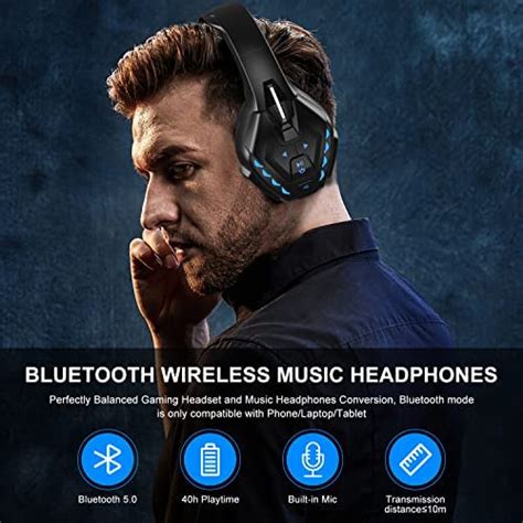 Phoinikas Wireless Bluetooth Gaming Headset Stereo Over Ear Headphones