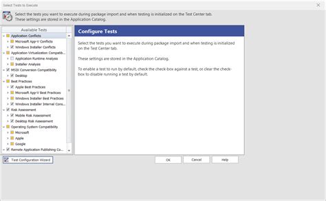 Select Tests To Execute Dialog Box