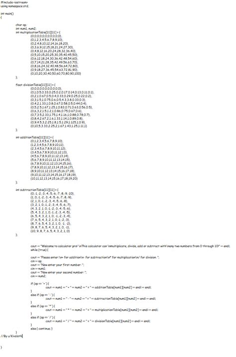 I Made A C Calculator Using 2d Arrays Rprogrammerhumor