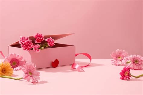 1 Cute Pink Background With Gerberas Fresh Carnations Decorated Sweet