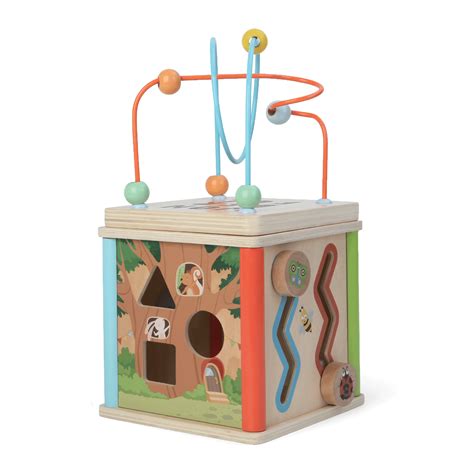 Wooden Activity Cube Motor Skills 18m Kindeco