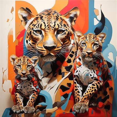 premium ai image a surreal abstract rendering of a leopard and her