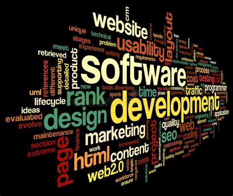 Concepto Del Desarrollo De Programas En Nube De La Etiqueta Stock De
