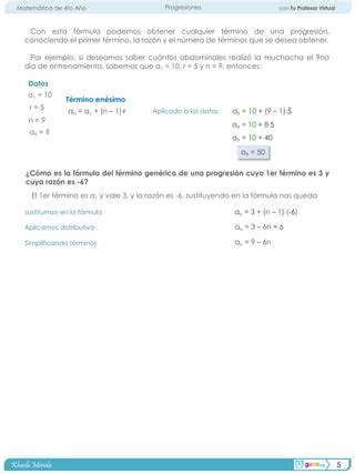 Progresiones Definición Aritméticas y Geométricas pdf