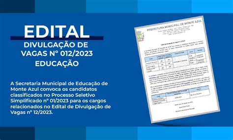 EducaÇÃo Edital De DivulgaÇÃo De Vagas Nº 0122023 Prefeitura