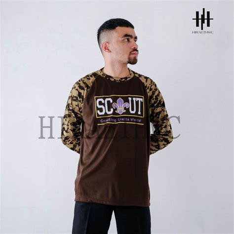 Baju Kaos Loreng Pramuka Scout Raglan Sablon Bdu Lapangan Pdl Lengan