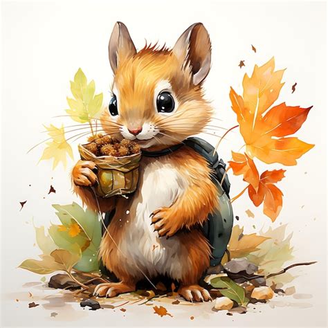 Premium Ai Image N6 A Tumble Of Amber Leaves Woodland Trails Chipmunk Gatherin