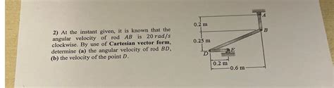 At The Instant Given It Is Known That The Angular Chegg