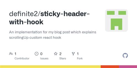 GitHub Definite Sticky Header With Hook An Implementation For My Blog Post Which Explains