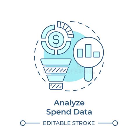 Analyze Spend Data Soft Blue Concept Icon Stock Vector Illustration