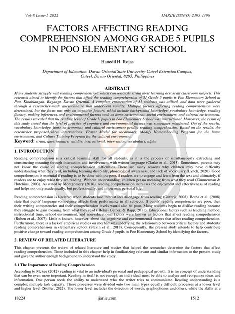 Factors Affecting Reading Comprehension Among Grade 5 Pupils In Poo
