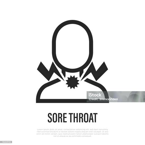 인후통 얇은 선 아이콘 독감 인플루엔자 감기의 증상 벡터 그림입니다 목앓이에 대한 스톡 벡터 아트 및 기타 이미지 목앓이