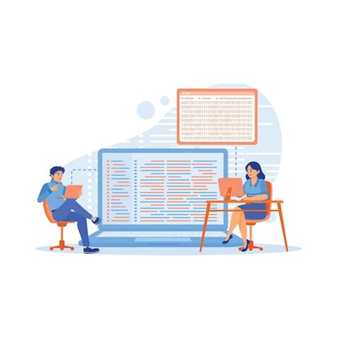 Premium Vector Young It Programmer And It Software Team Brainstorming And Programming On A