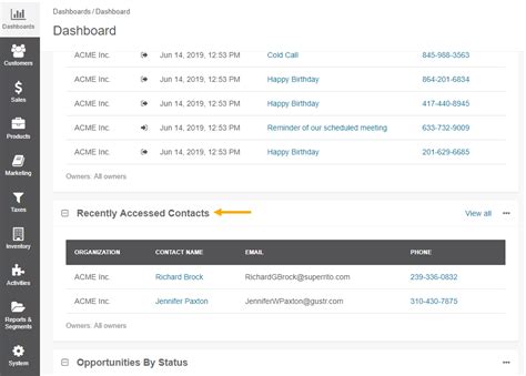 Recently Accessed Contacts Orocommerce Orocrm And Oroplatform