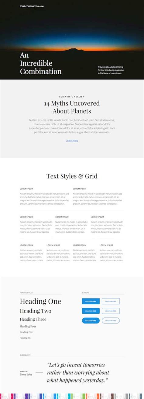 Font Pairing Sections