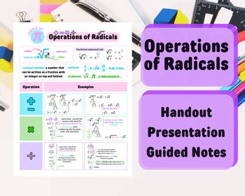 Operations Of Radicals Lesson Guided Notes Handout By Simple As Pi Math