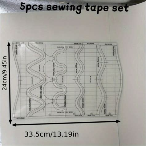 Régua E Moldes Para Quilting De 5 Peças Régua De Ondas De 95 Polegadas Moldes De Quilting De