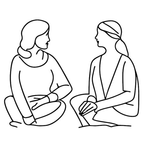 Two Women Sit On The Ground One Of Them Is Wearing A Scarf Premium Ai Generated Vector